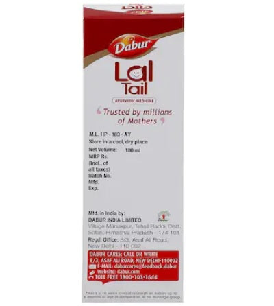 Dabur Lal Tail Ayurvedic Oil - Nourishing Baby Massage Oil for Healthy ...